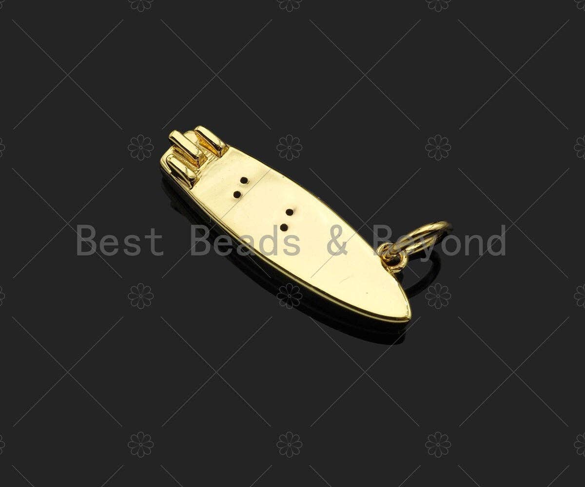 Gold Filled CZ Micro Pave Surfboard Shape Pendant,18K Gold Filled Surf ...