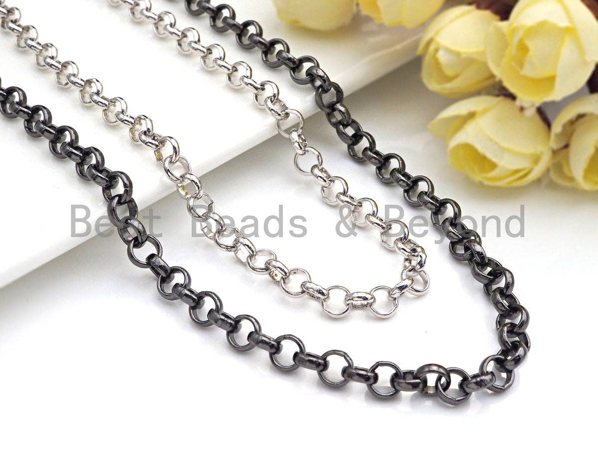 3mm/5mm/7mm Rolo Chain by Yard, 18K Gold Chain/Black/ Silver/ Rose Gol ...