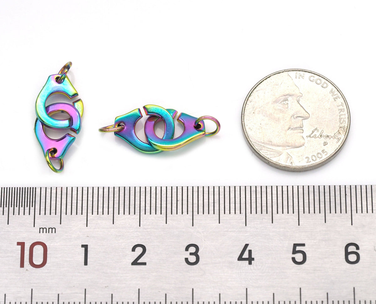 Rainbow Handcuff Shape Clasp, Sku#LX167 – Bestbeads&Beyond