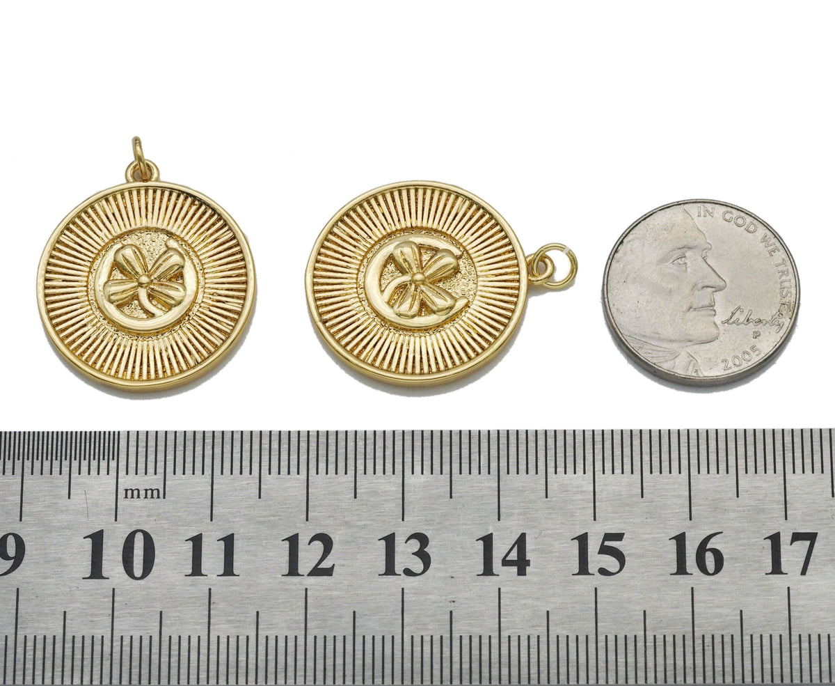 Gold Flower Medallion Gold Coin Charm, Sku#LK755 – Bestbeads&Beyond