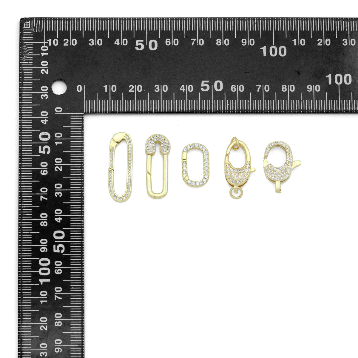 CZ Paperclip Safety Pin Rectangle Oval Push Clasp, Carbiner clasp ,Sku ...