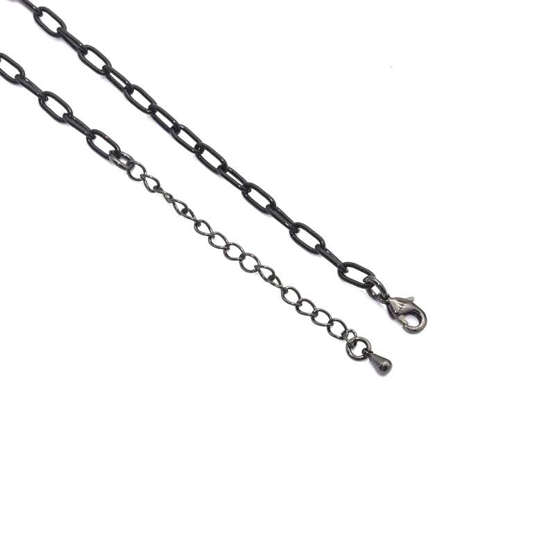 Thin Paperclip Black Chain Flower Adjustable Necklace,sku#EF314 ...